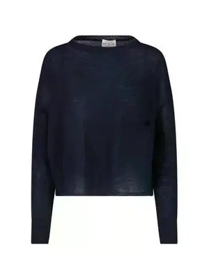 MA'RY'YA Chest-pocket Boat-neck Sweater - Blue