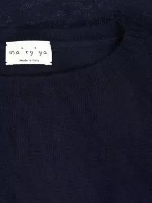 MA'RY'YA Chest-pocket Boat-neck Sweater - Blue