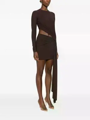 AMAZUIN Anouk Cut-out Knotted-detail Mini Dress - Brown