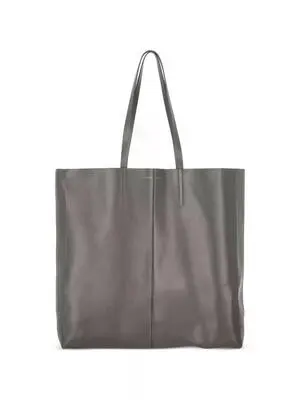 Carven Jean Logo-embossed Leather Tote Bag - Grey