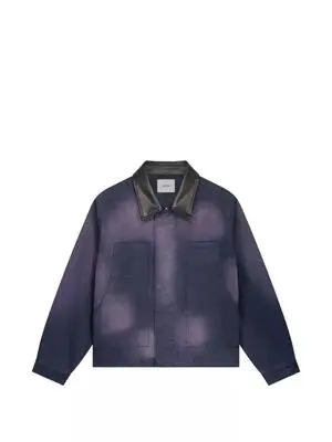 ARTE ANTWERP Faded-effect Leather-collar Denim Jacket