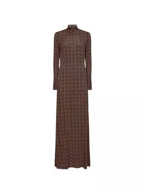 Rabanne Floral-print High-neck Dress