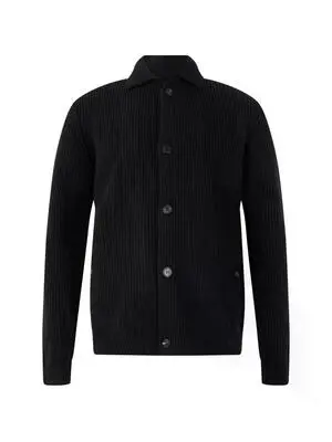SLOWEAR Ribbed-knit Button-up Cardigan - Black