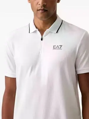 EA7 Logo-print Zip-neck Polo Shirt