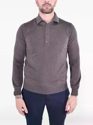 KANGRA Fine-knit Long-sleeved Polo Shirt