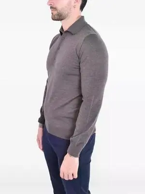 KANGRA Fine-knit Long-sleeved Polo Shirt