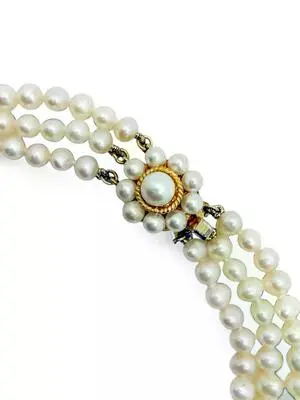 JENNIFER GIBSON JEWELLERY 1990s Flower-clasp Pearl Necklace - White