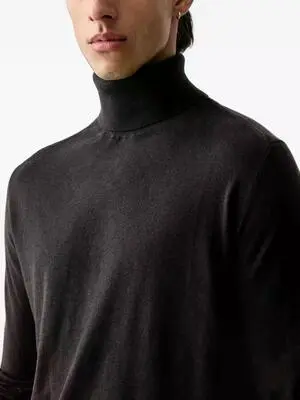 Armani Exchange Roll-neck Ribbed-trim Sweater - Black