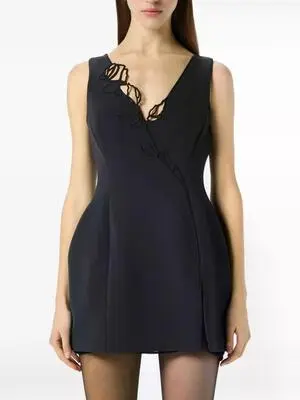 Blumarine Rose-embroidered Sleeveless Mini Dress