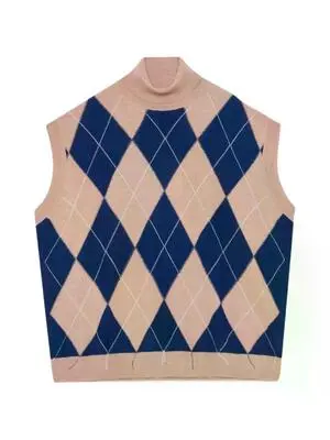 OTTOD'AME Argyle-knit Sleeveless Vest - Neutrals