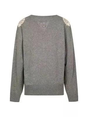 Alberta Ferretti Lace-trim V-neck Sweater
