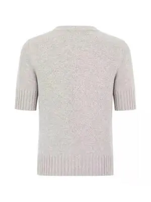 KANGRA Short-sleeve Ribbed-trim Sweater - Neutrals