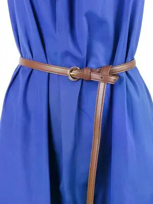 Max Mara Belted Pleated Maxi Dress - Blue