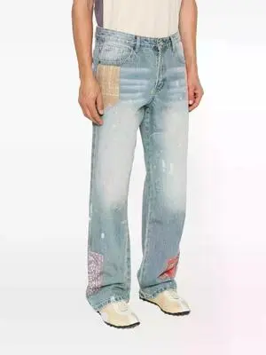 FOUND Patchwork Paint-splatter Jeans