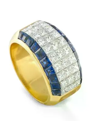 QUAD Diamond And Sapphire Ring - Gold