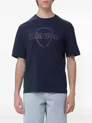 BLAUER. Logo-print Cotton T-shirt - Blue