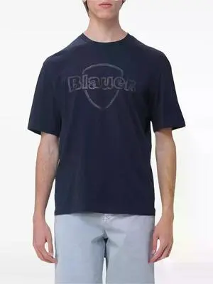 BLAUER. Logo-print Cotton T-shirt - Blue