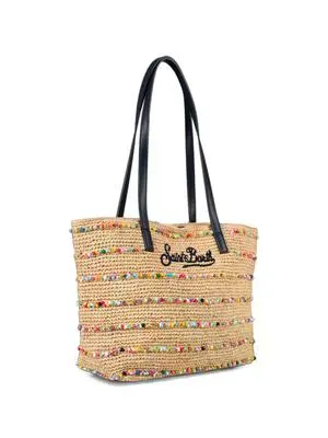 MC2 SAINT BARTH Bead-embellished Striped Tote Bag