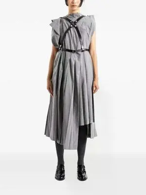 Junya Watanabe Leated Asymmetric Harness-detail Midi Dress