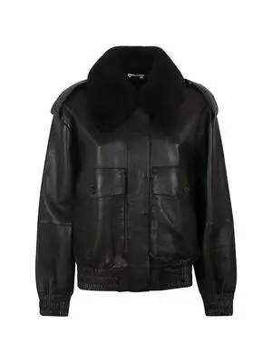 P.a.r.o.s.h Shearling-collar Leather Jacket