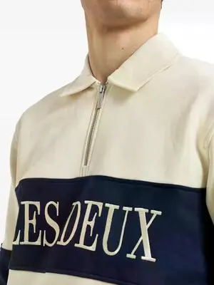 LES DEUX Logo-embroidered Colour-block Sweatshirt - White