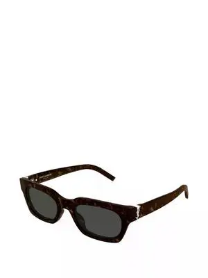 Saint Laurent Tortoiseshell-effect Rectangle-frame Sunglasses - Brown