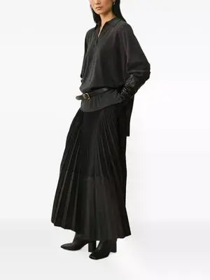 LESS High-waisted Pleated Maxi Skirt