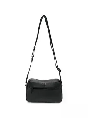 BOSS Ray Grained-effect Logo-plaque Messenger Bag - Black