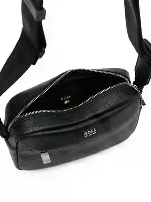 BOSS Ray Grained-effect Logo-plaque Messenger Bag