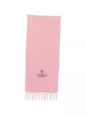 VIVIENNE WESTWOOD Orb-embroidered Fringed Scarf - Pink
