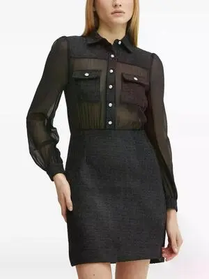 MORGAN Sheer-panel Tweed Mini Dress