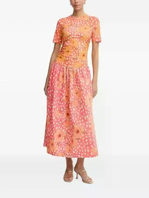 NEVER FULLY DRESSED Floral-print Ruched Maxi Dress