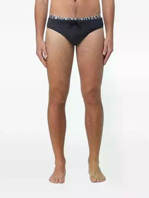 Emporio Armani Logo-waistband Drawstring Swim Briefs - Black