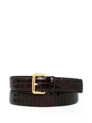 Luisa Spagnoli Dogale Croc-effect Leather Belt - Brown