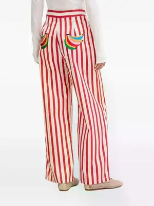 NEVER FULLY DRESSED Striped Banana-embroidered Trousers