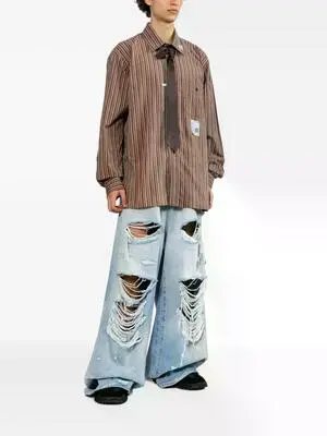 Mihara Yasuhiro Vertical-stripe Tie-detail Shirt