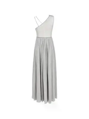 Vintage One-shoulder Pleated Maxi Dress
