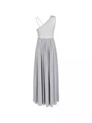 Vintage One-shoulder Pleated Maxi Dress