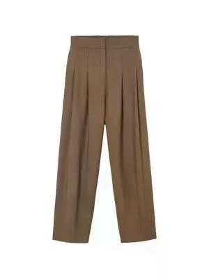PSOPHIA Pleated Elasticated-waistband Trousers - Brown