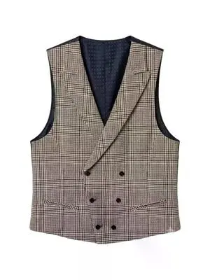 RAMON SANJURJO Checked Double-breasted Waistcoat - Neutrals