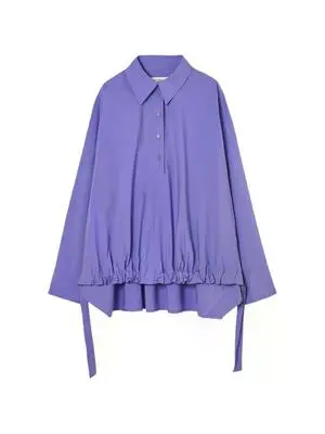 PSOPHIA Ruffled Asymmetric-hem Polo