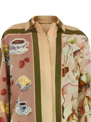 Farm Rio Graphic-print Button-up Shirt - Neutrals