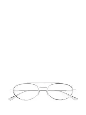 Saint Laurent Pilot-frame Double-bridge Glasses - Silver