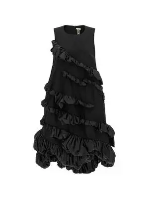 Comme Des Garçons Ruffled Asymmetrical Mini Dress - Black