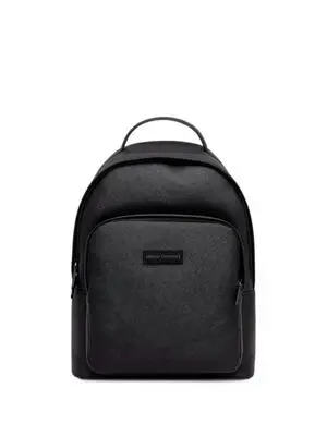 Armani Exchange Logo-patch Cross-grain Backpack - Black