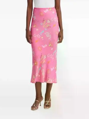 NEVER FULLY DRESSED Printed Midi Skirt - Pink