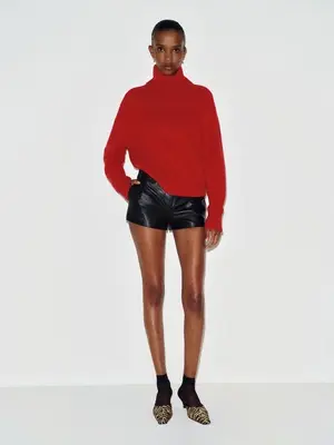 REFORMATION Dove Cashmere Oversized Turtleneck - Red