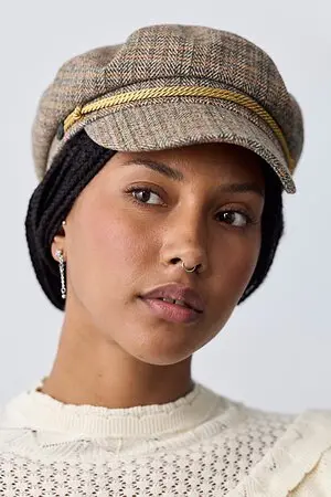 Free People Heritage Plaid Cadet Hat - Brown Combo