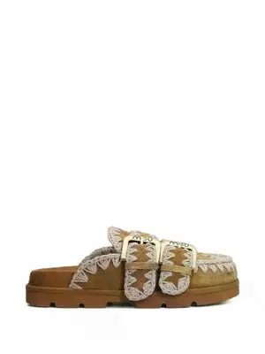 Mou Crochet-trim Buckled Sandals - Brown