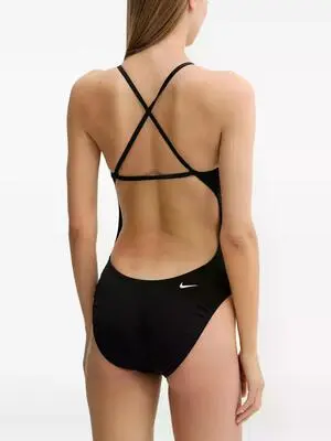 Nike Logo-print Cross-back Swimsuit - Black
